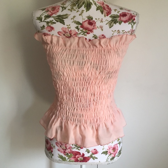 Boutique | Tops | Smocked Frilly Ruffle Tube Top Sleeveless Summer ...